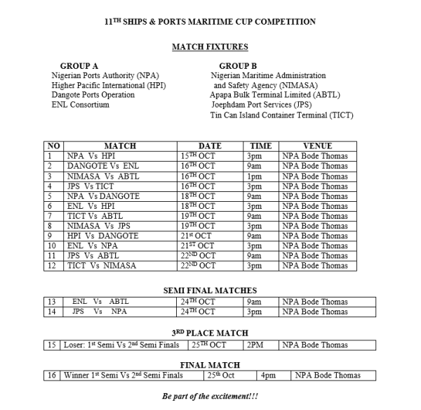 2019 Maritime Cup Competition Fixtures - Maritime Cup